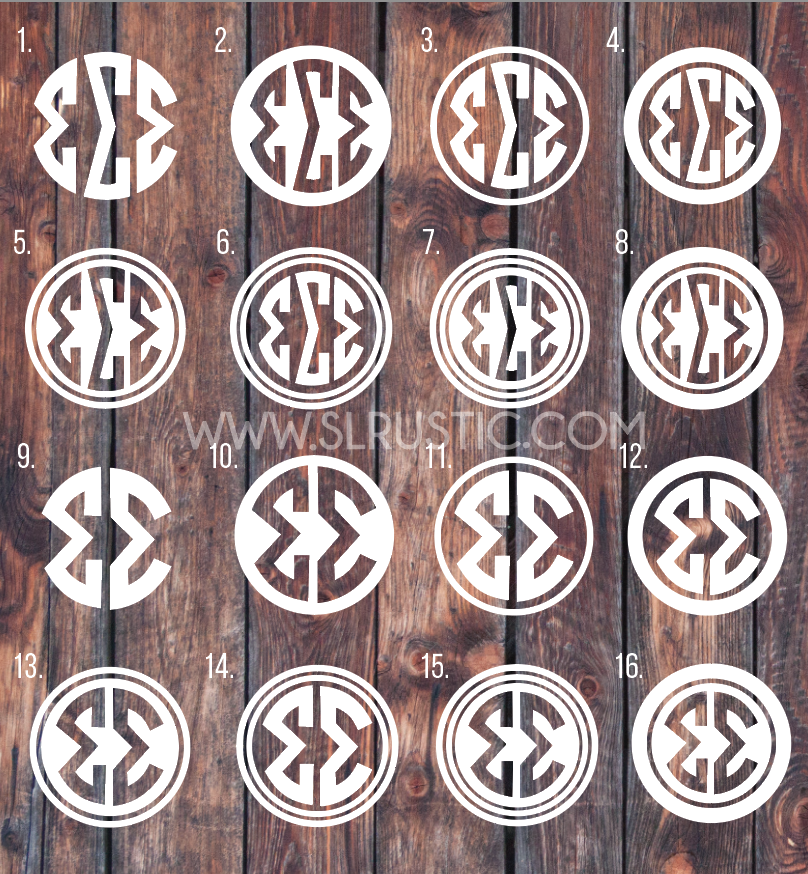 Greek letters monogram decal, Sorority decal, fraternity decal, greek ...