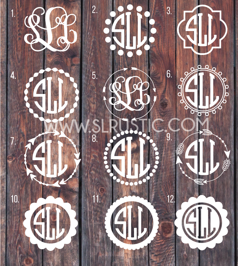 Monogram Decal circle monogram arrow monogram car decal yeti decal ...